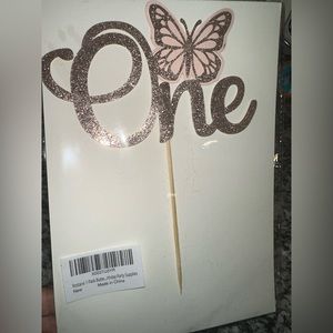 Amazon | Party Supplies | Butterfly One Cake Topper Rose Gold Glitter ...